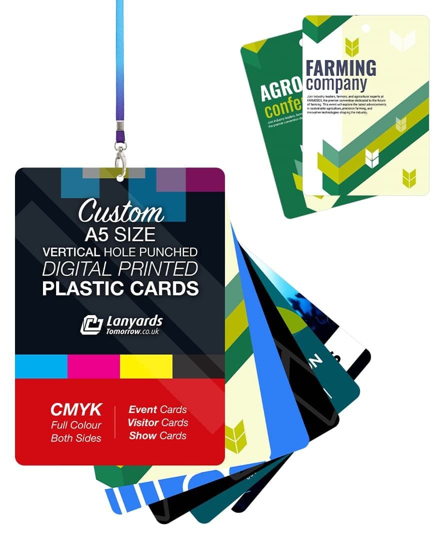 A5 Custom Printed Plastic Cards Vertical PVC Large Show Badges
