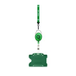Green First Aid Lanyard with Card Holder Retractable Reel Clip Trio Set